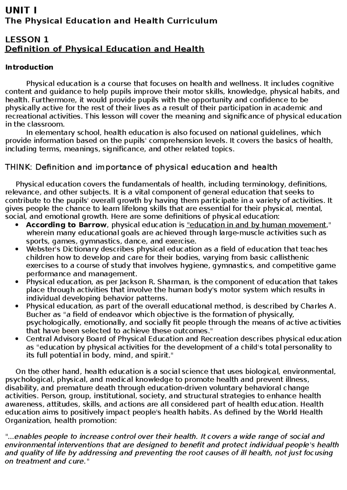 PE 101 - Understanding Physical Education & Health Curriculum Overview ...