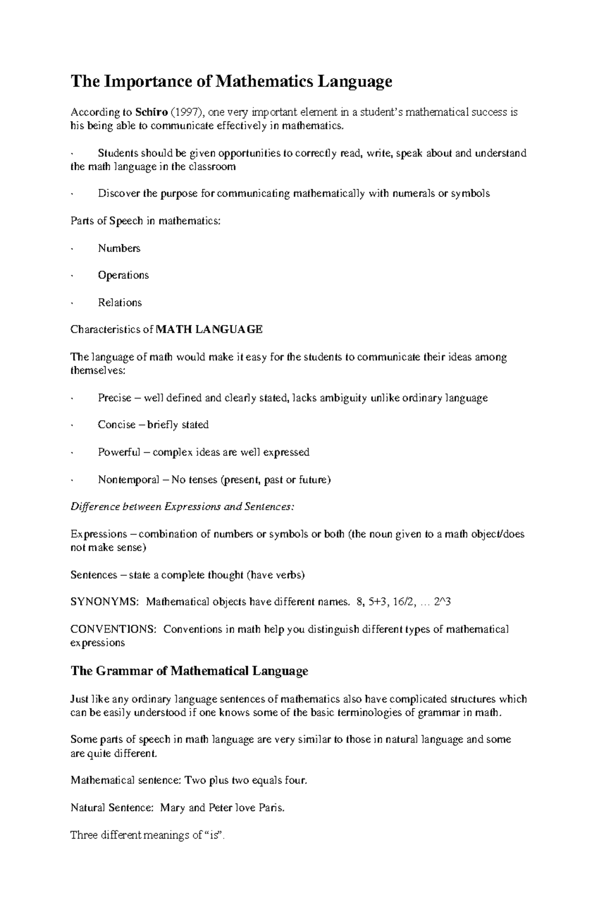 Mathematical Language and Symbols - The Importance of Mathematics ...