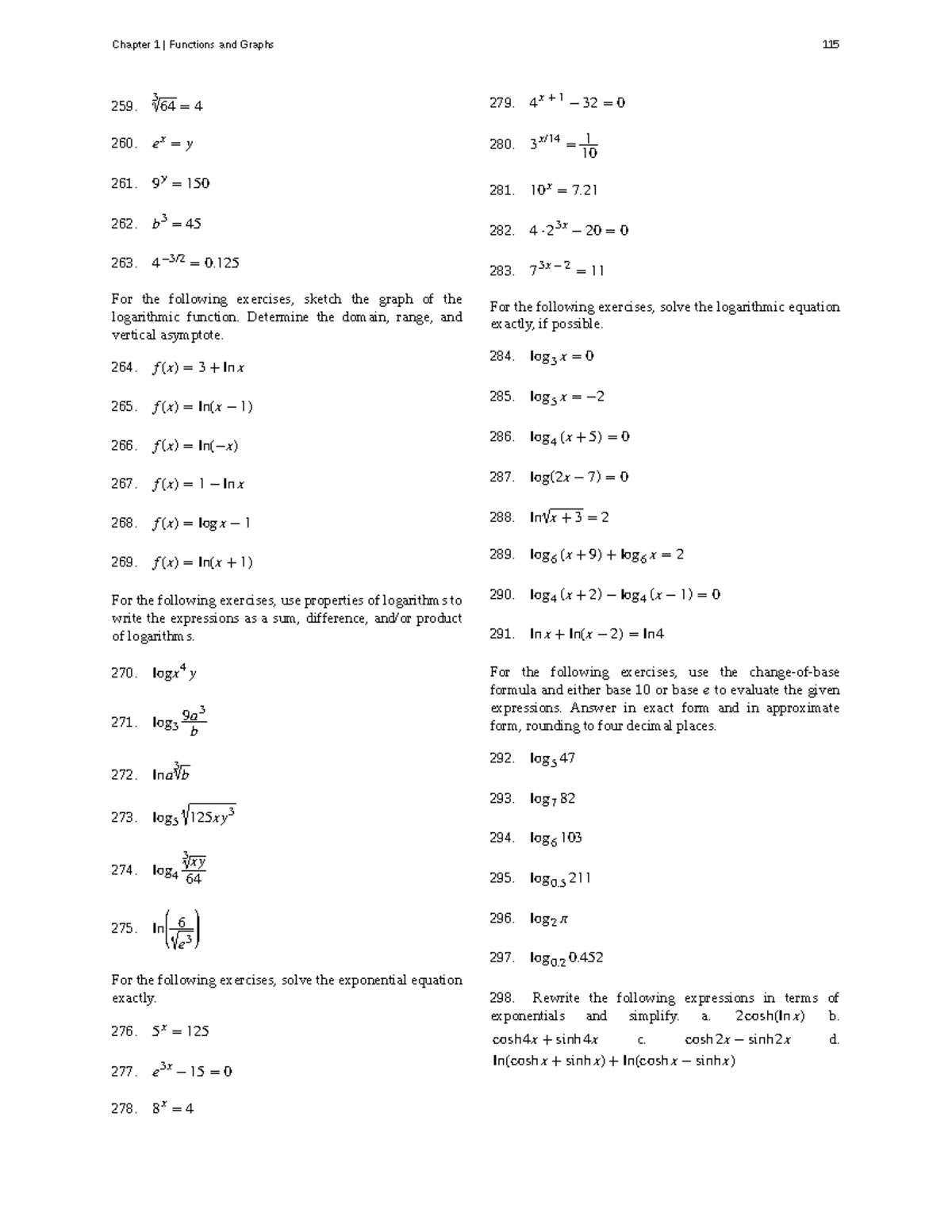 Chapter 1: Functions and Graphs - Logarithmic Functions & Equations ...