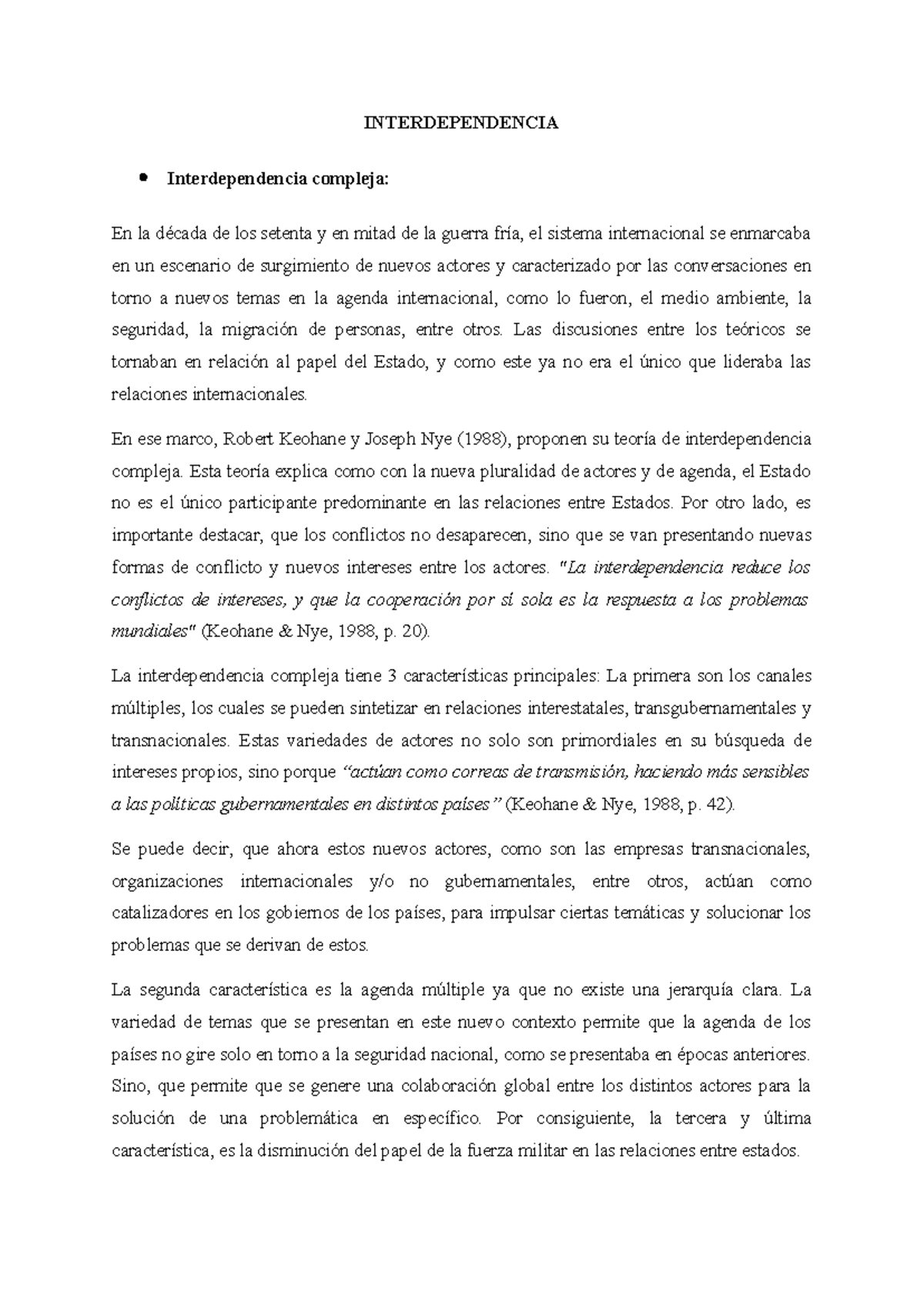 Teoría de la Interdependencia Compleja: Análisis y Contexto Global ...