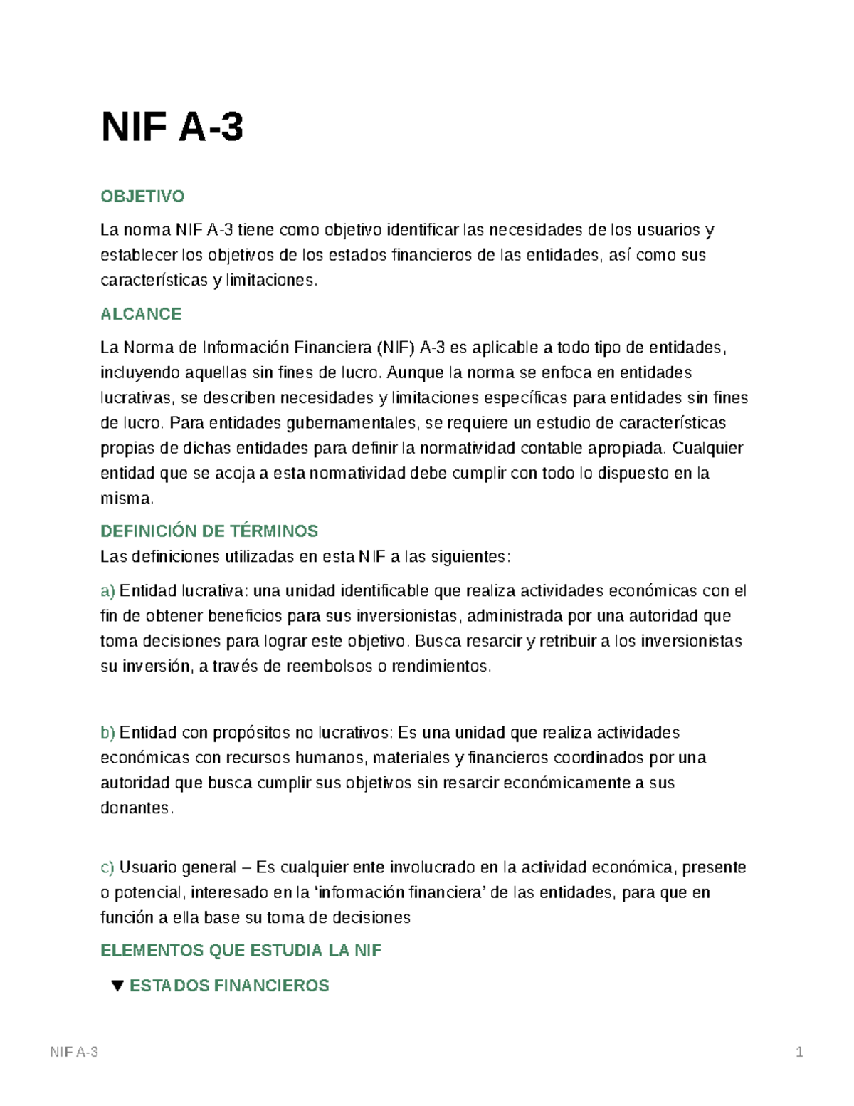 NIF A3 - Los fundamentos e info importante sobre la nif A3 - NIF A-3 1 ...