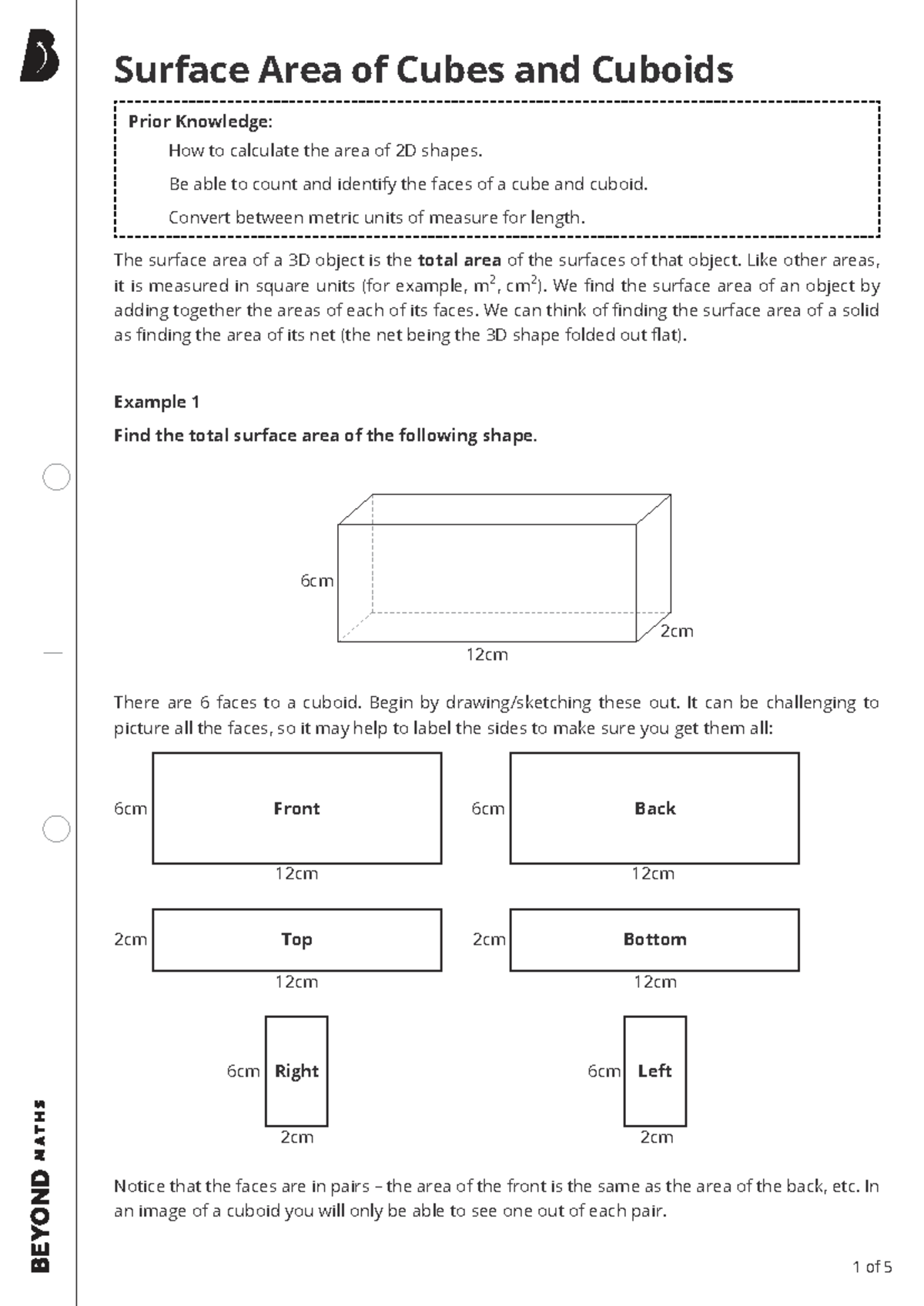 Surface Area of Cubes and Cuboids: Calculation Guide and Examples - Studocu
