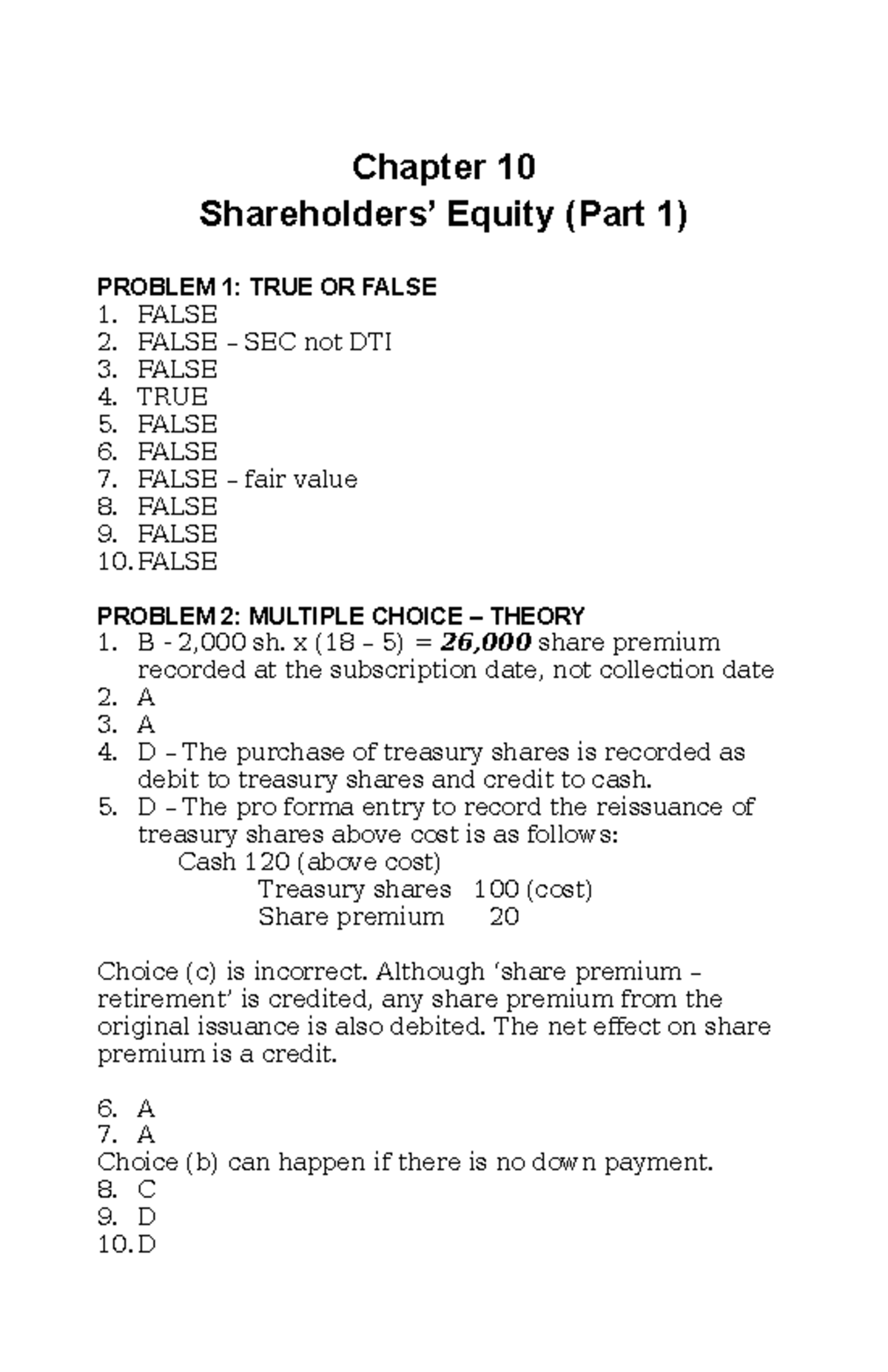 SOL. MAN. Chapter 10 Shareholders' Equity Part 1 Analysis 2021 - Studocu