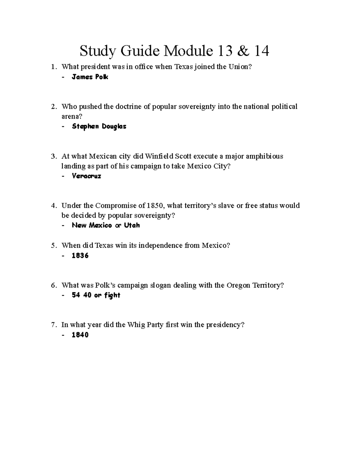 Module 13 & 14 Study Guide: Key Events & Figures in U.S. History - Studocu