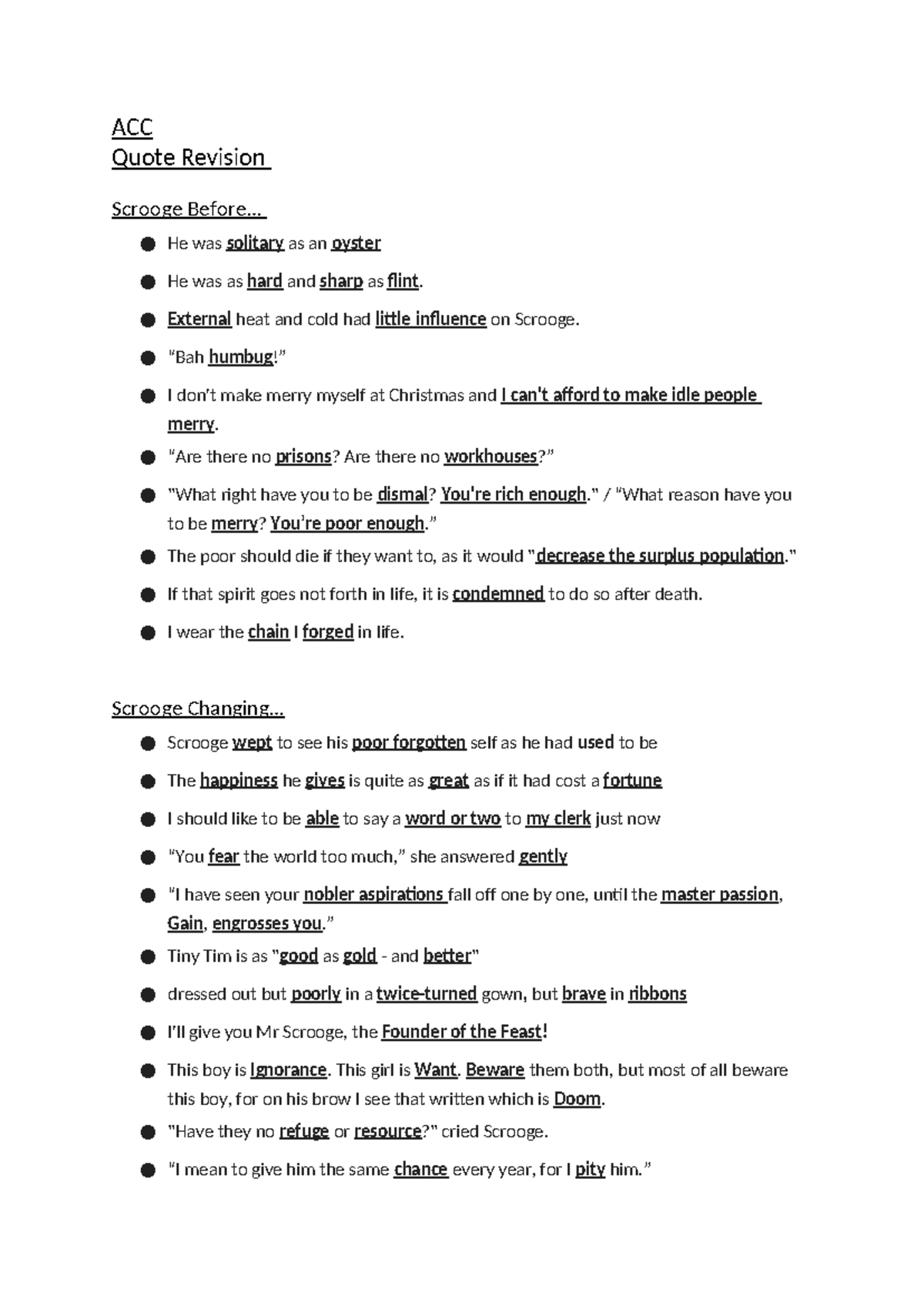 Character Transformations in "A Christmas Carol" (ACC) - Scrooge's ...