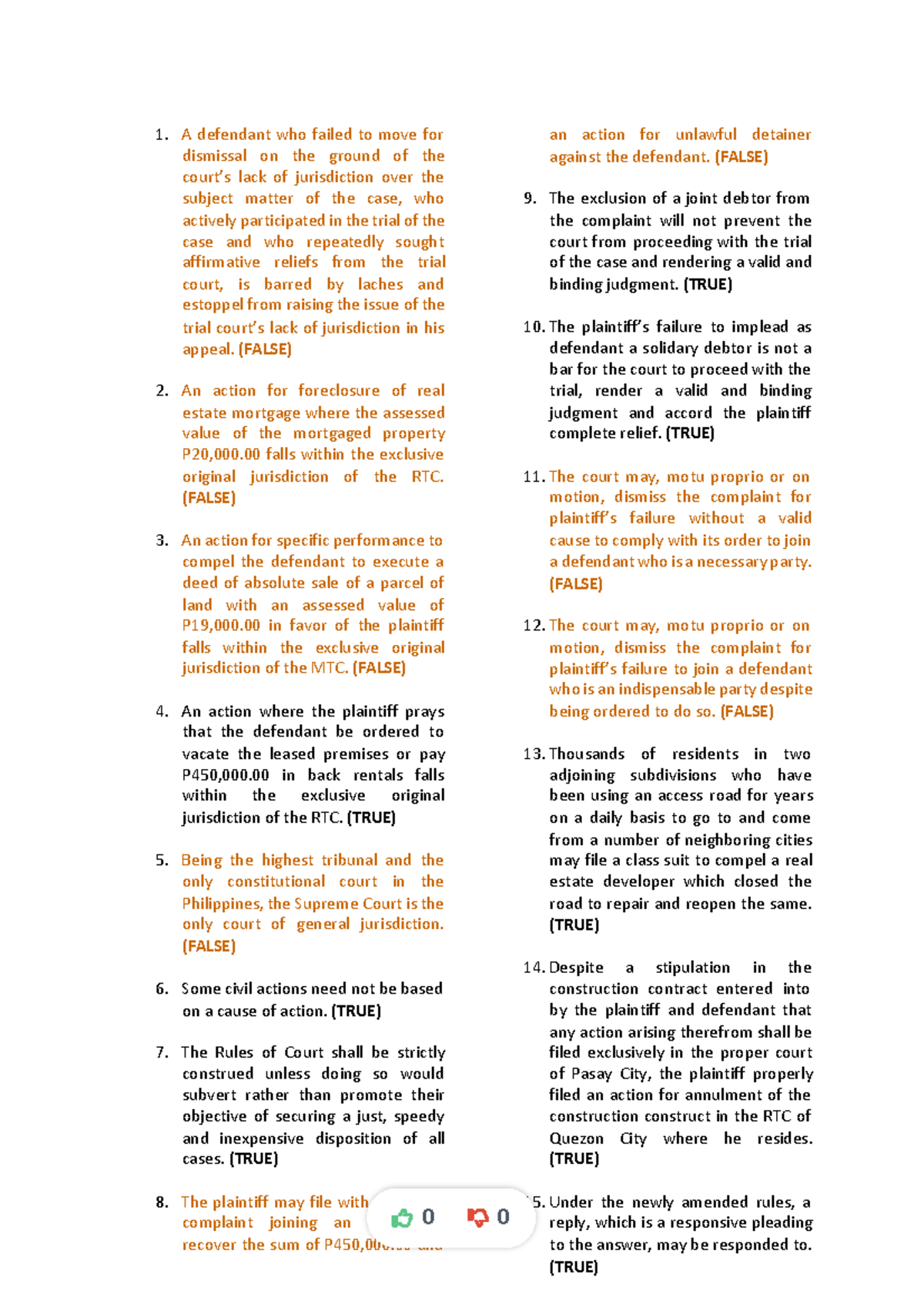 Samplex-OBRA: Remedial Law Review Exam Questions and Answers - Studocu