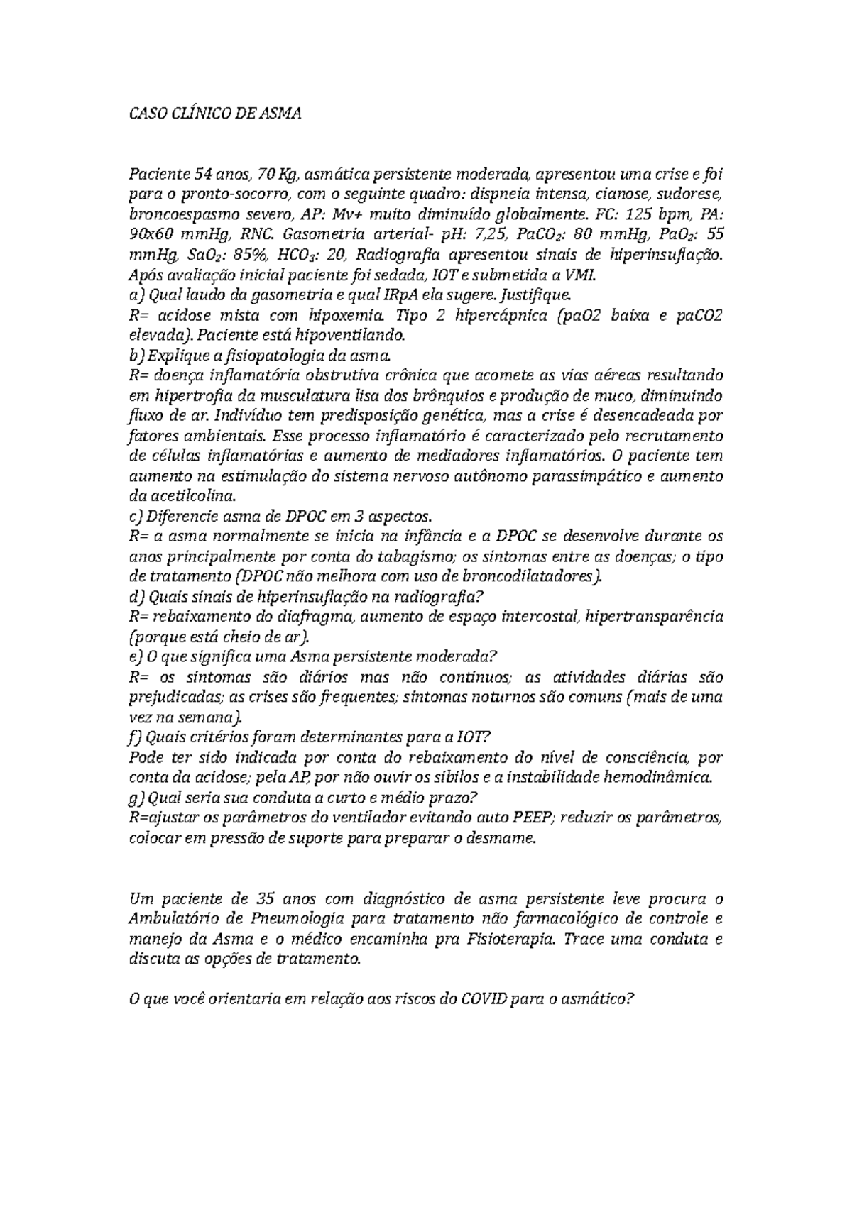 Caso Clínico: Asma Persistente - Análise e Manejo em Paciente 54 anos ...