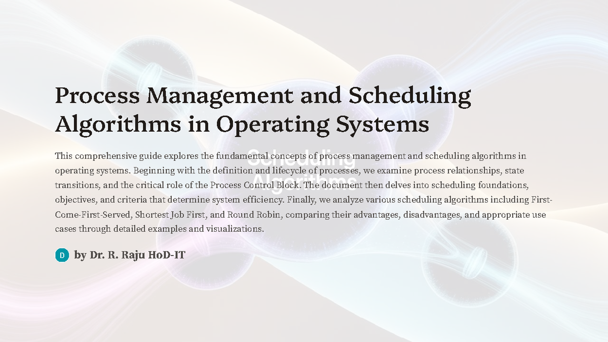 Process Management & Scheduling Algorithms in OS (UNIT-II) - Studocu