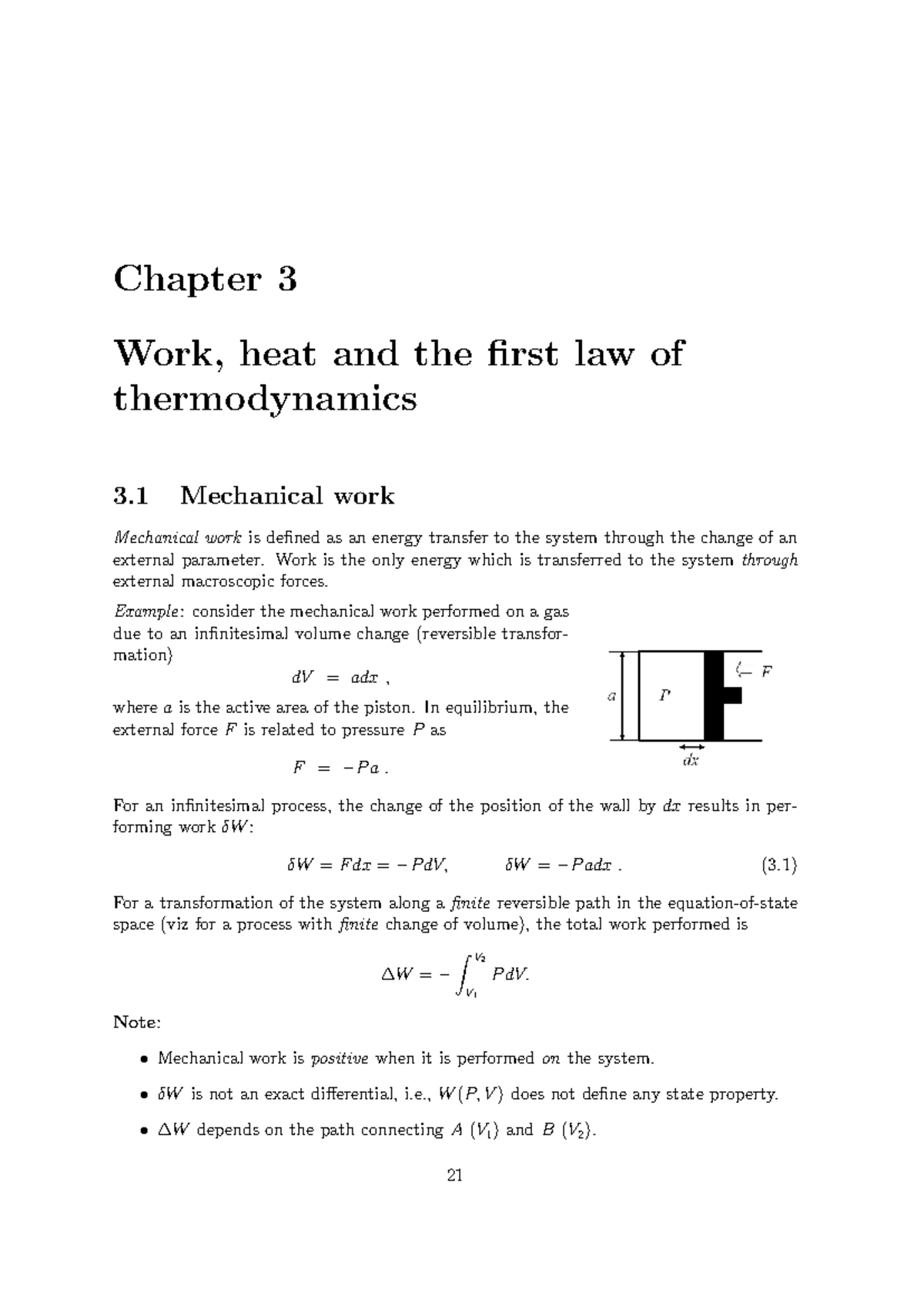 Chapter 3: Work, Heat, and the First Law of Thermodynamics - Studocu