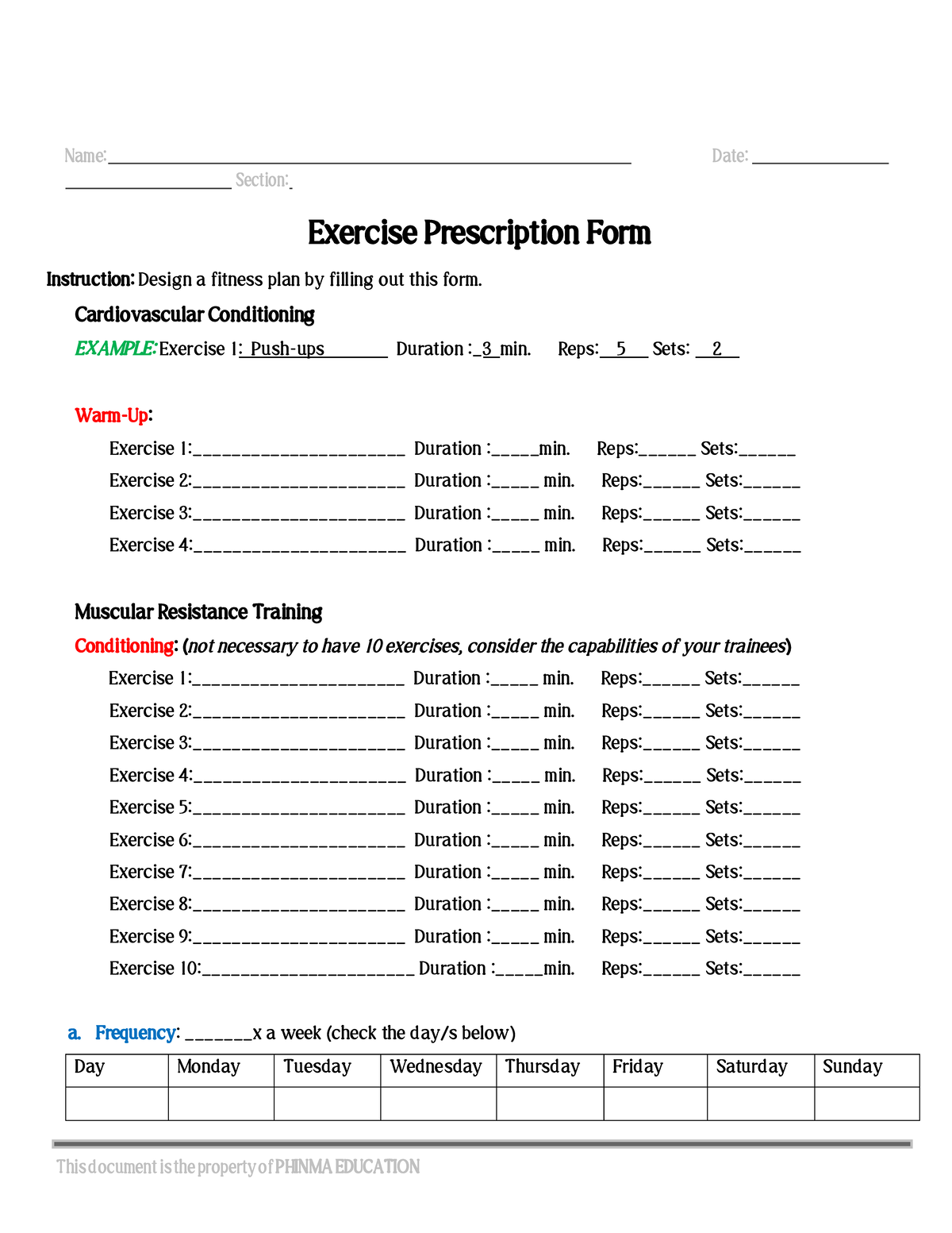 [Template] Exercise Prescription - Exercise Prescription Form ...