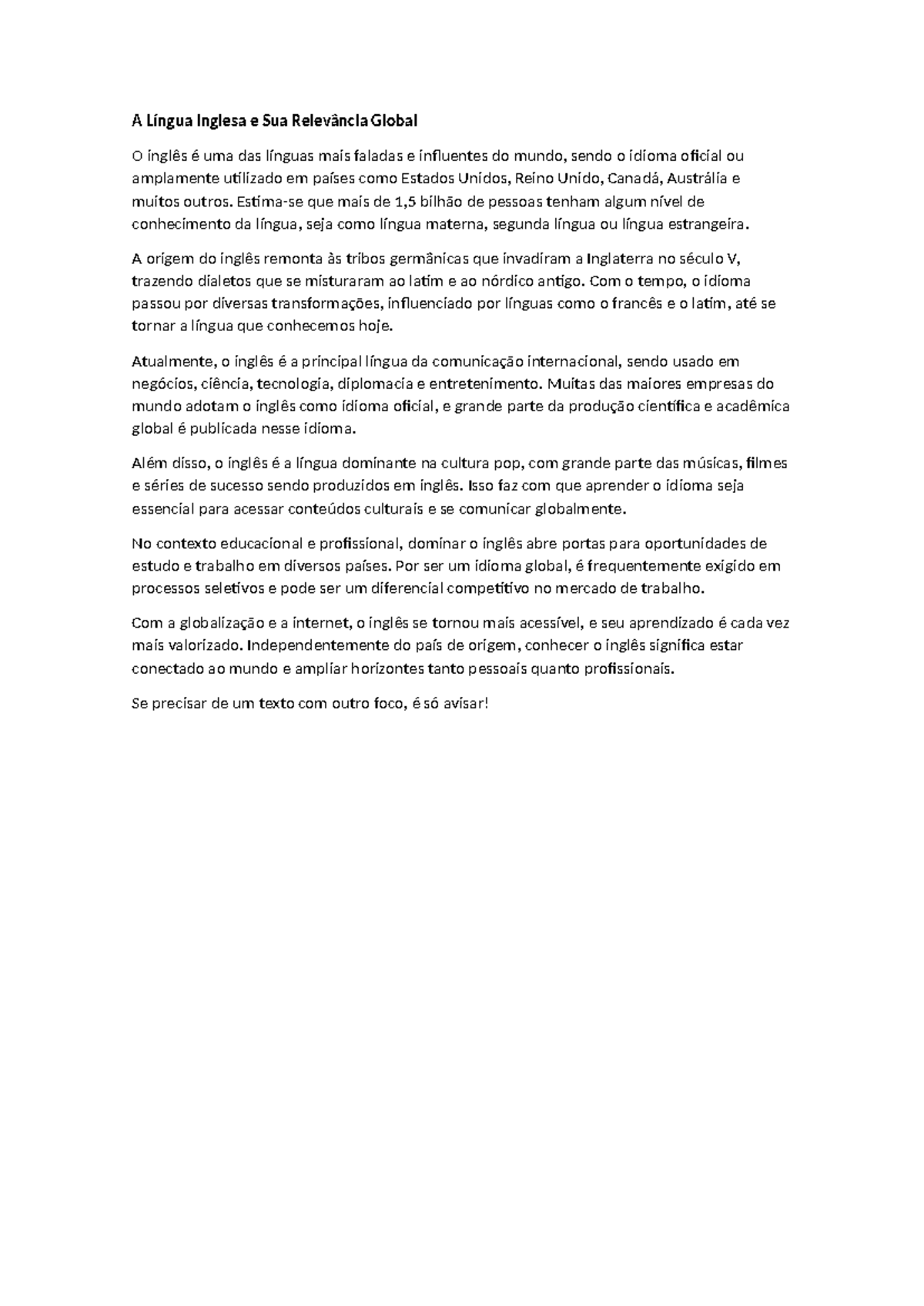 A Língua Inglesa e Sua Relevância Global - A Língua Inglesa e Sua ...
