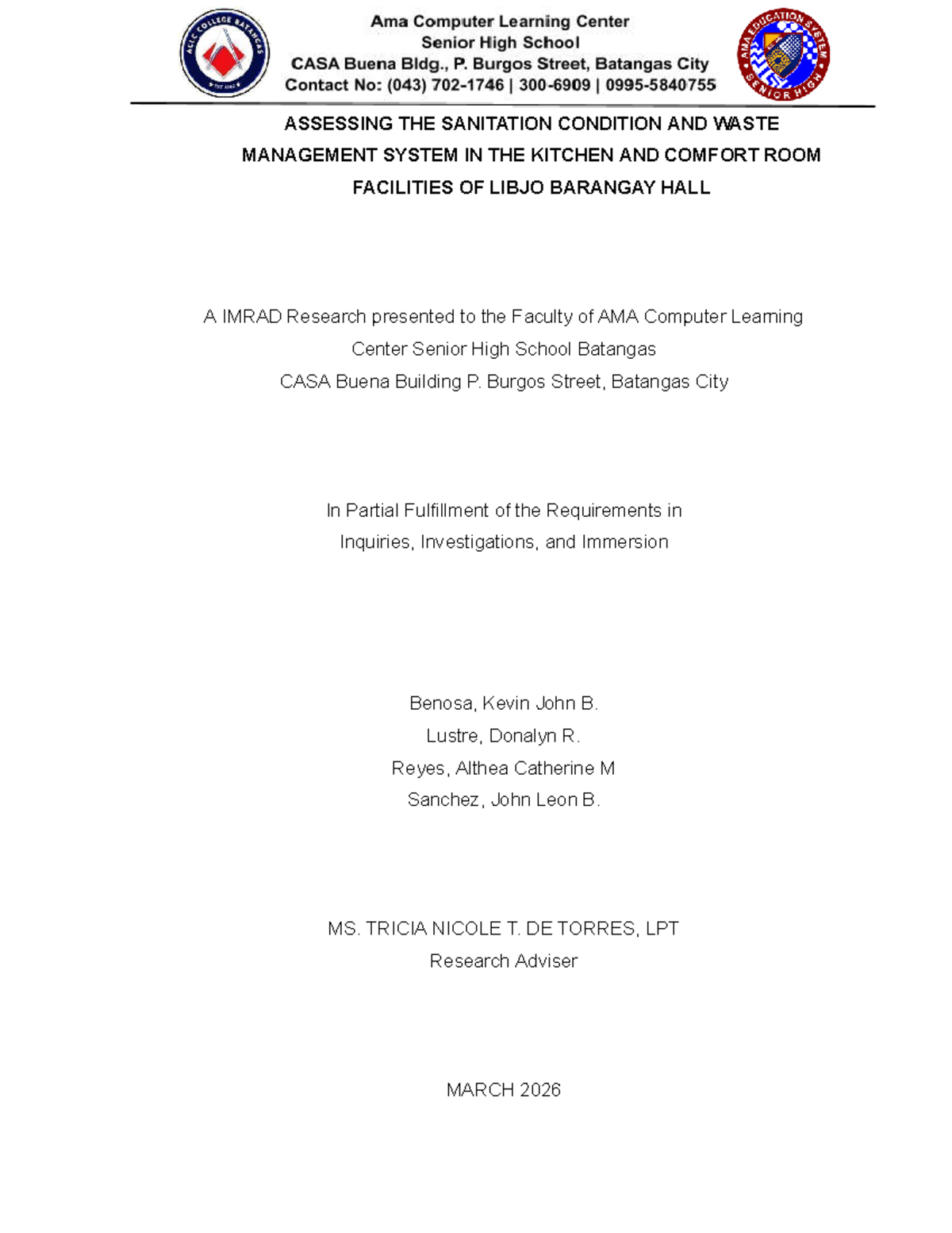 Assessing Sanitation & Waste Management at Libjo Barangay Hall ...