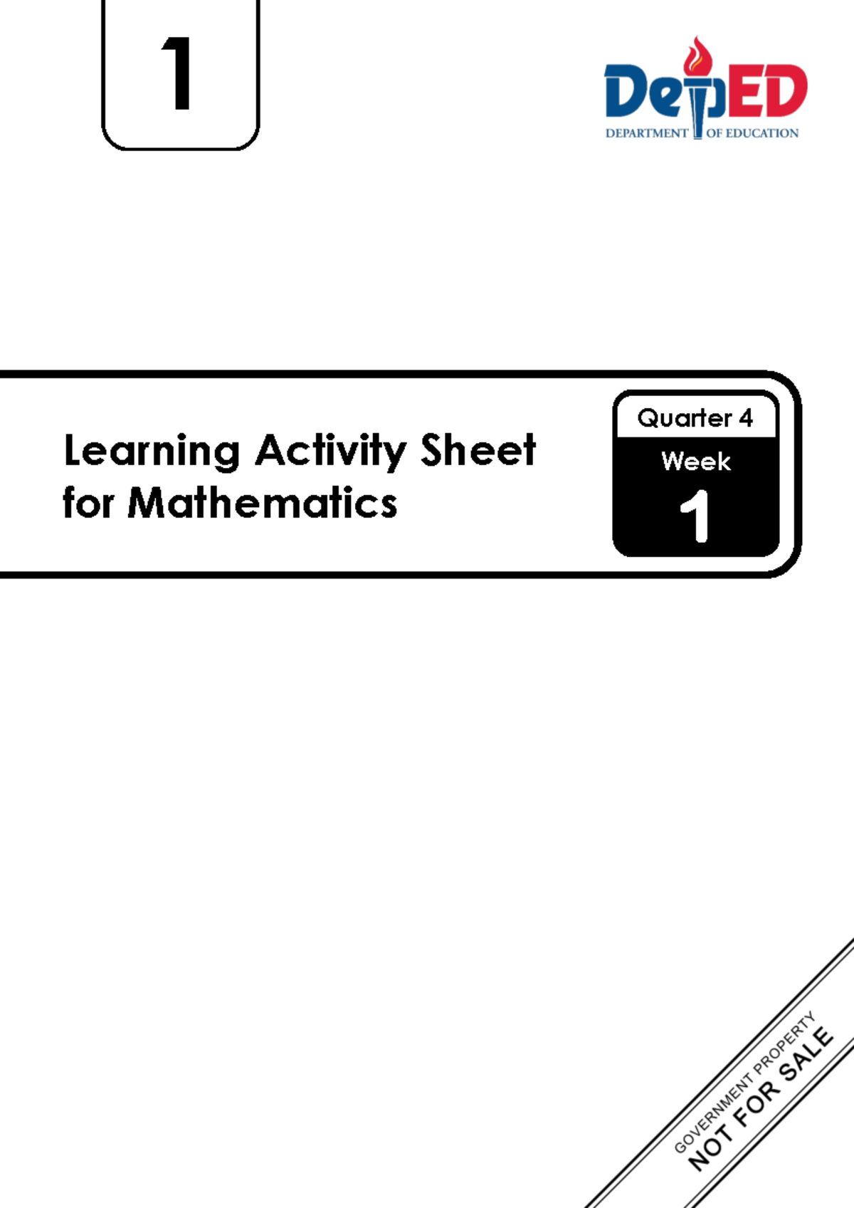 LAS Mathematics 1 Q4 W1: Learning Activity Sheet for Week 1 - Studocu