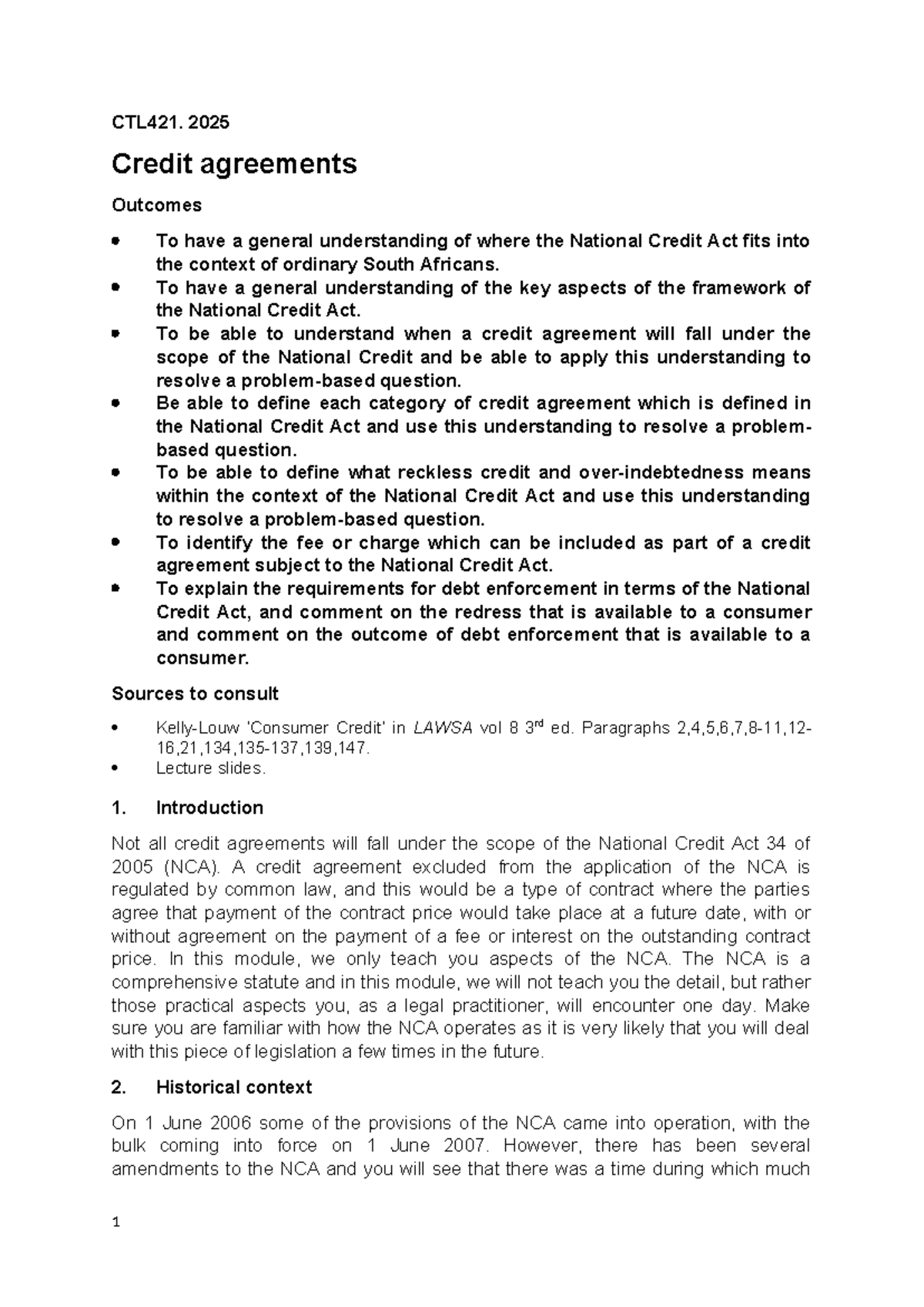 CTL421. Understanding the National Credit Act and Credit Agreements ...