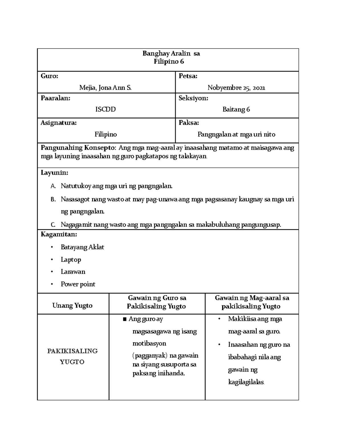 Filipino-6-5Es-Lesson-Plan Sample - Banghay Aralin sa Filipino 6 Guro ...