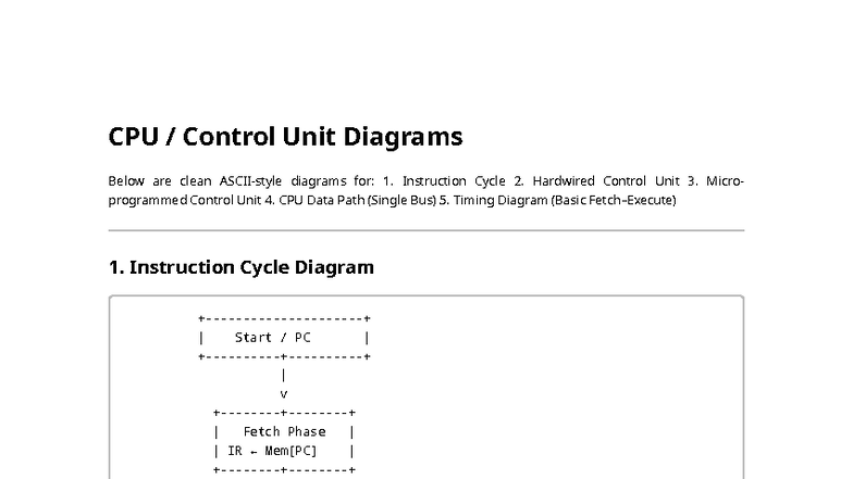 Instruction and Control Unit Diagrams for CPU (CS101) - Studocu