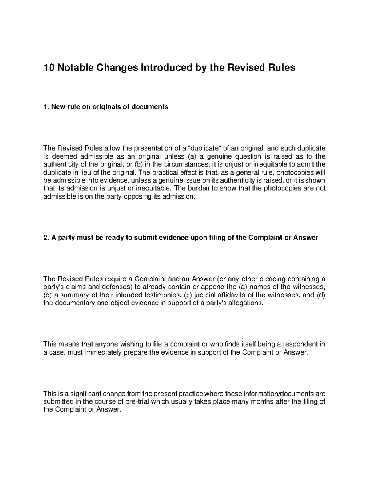 10 Key Changes in the Revised Rules: A Comprehensive Overview - Studocu