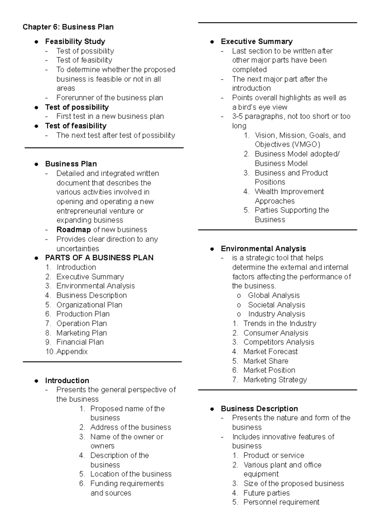 Entrepreneurship Lecture Notes: Business Plan & Financial Statements ...