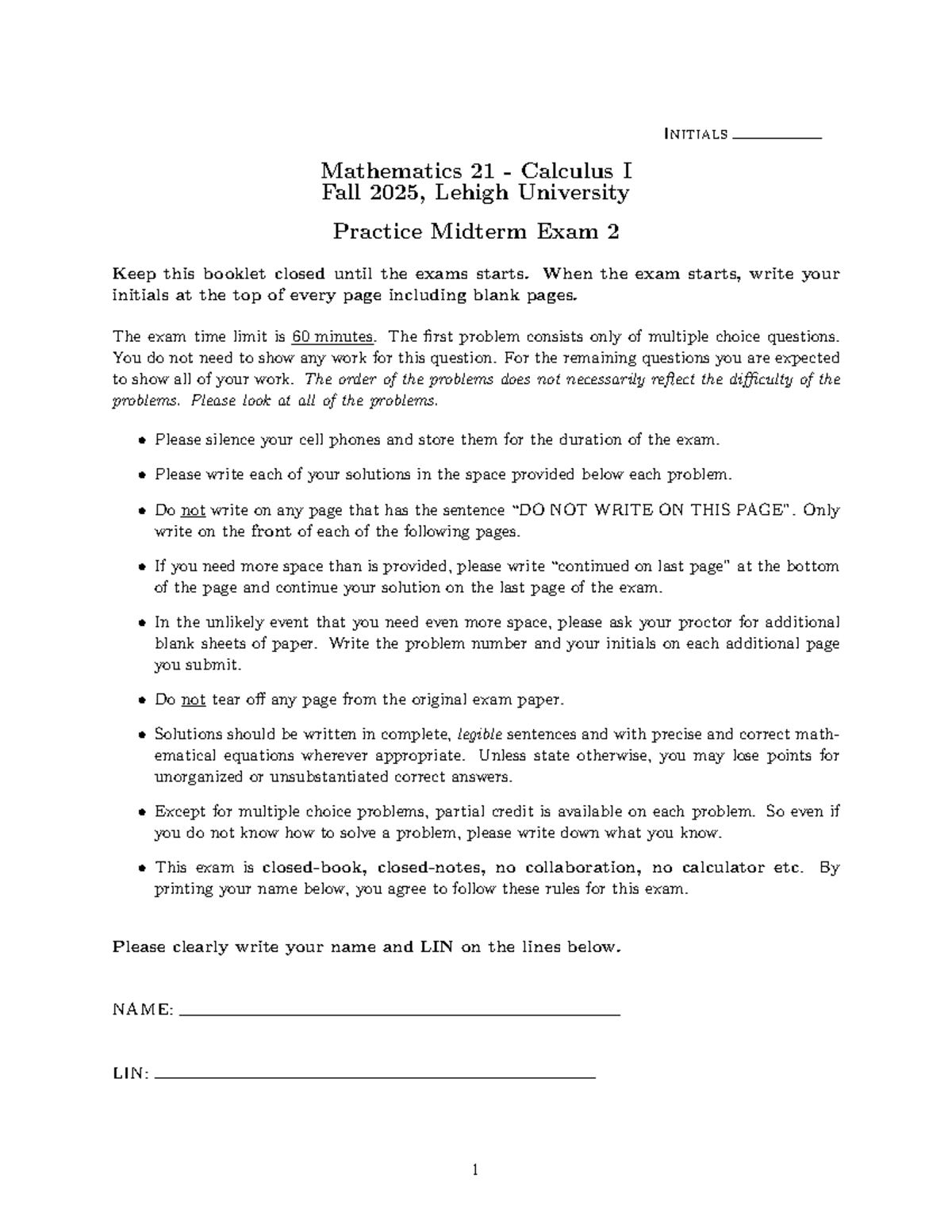 Math 21 - Calculus I Practice Midterm Exam 2 - Studocu