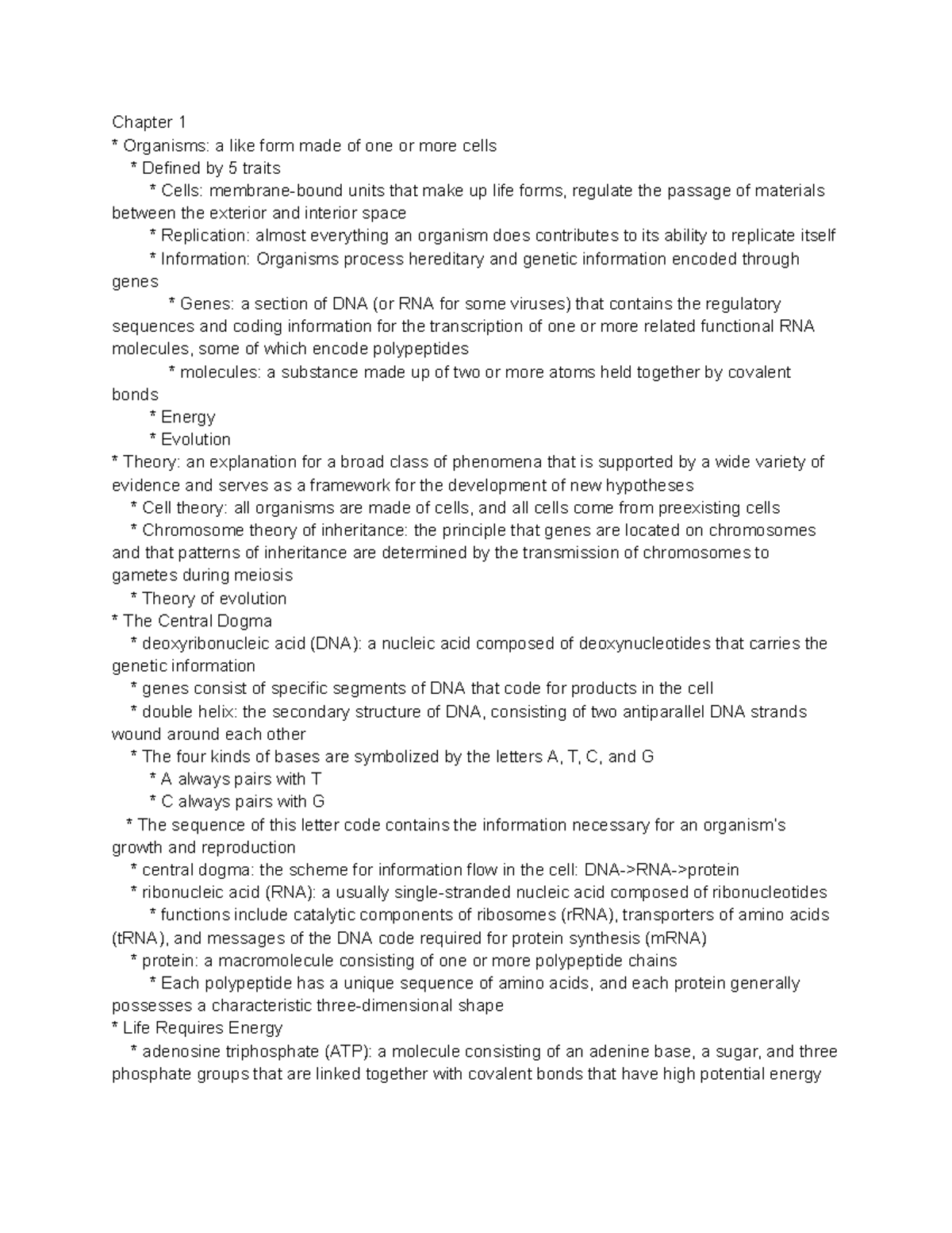 Bio 101: Chapter 1 - Key Concepts on Life, Evolution & Genetics - Studocu