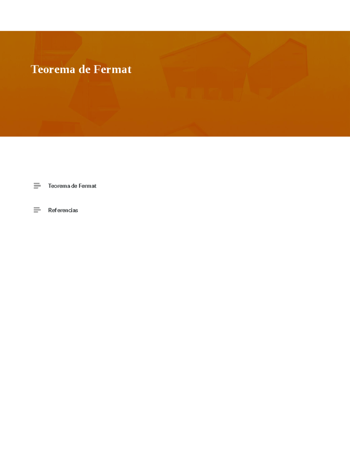 Teorema de Fermat - Resumen - Teorema de Fermat Referencias Teorema de ...