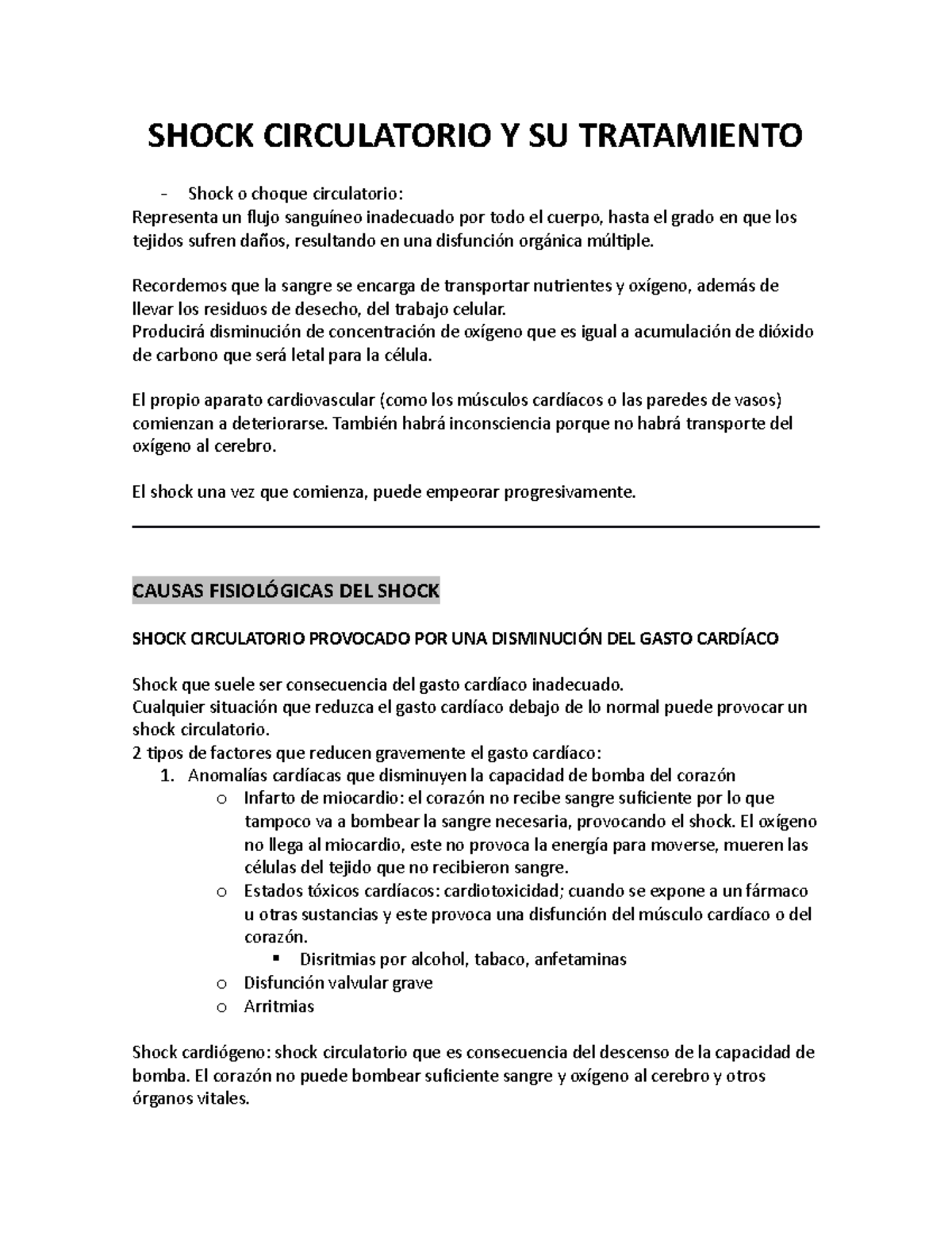 Shock circulatorio - SHOCK CIRCULATORIO Y SU TRATAMIENTO Shock o choque ...