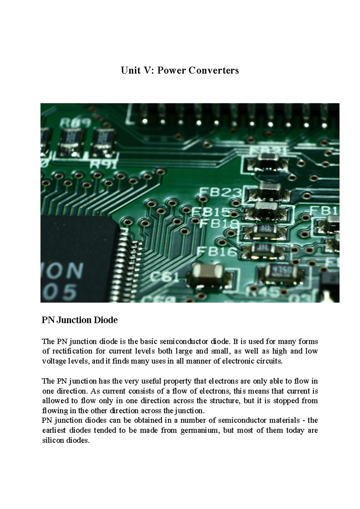 BEE UNIT 3 - Comprehensive Lecture Notes on PN Junction Diodes and ...