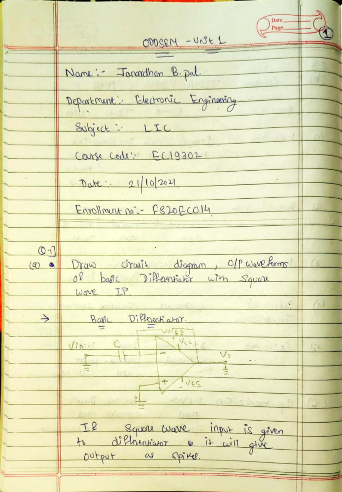 FS20EC014 Electronic Engineering Unit Test 1 Notes - Studocu