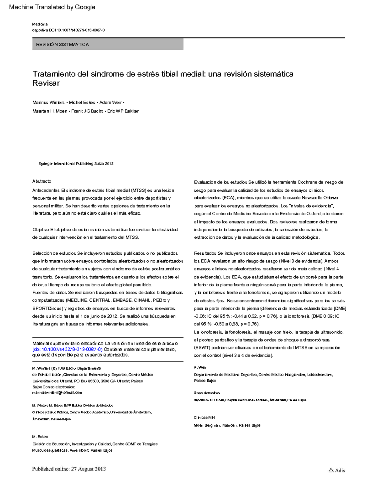 Revisión sistemática del tratamiento del síndrome de estrés tibial ...