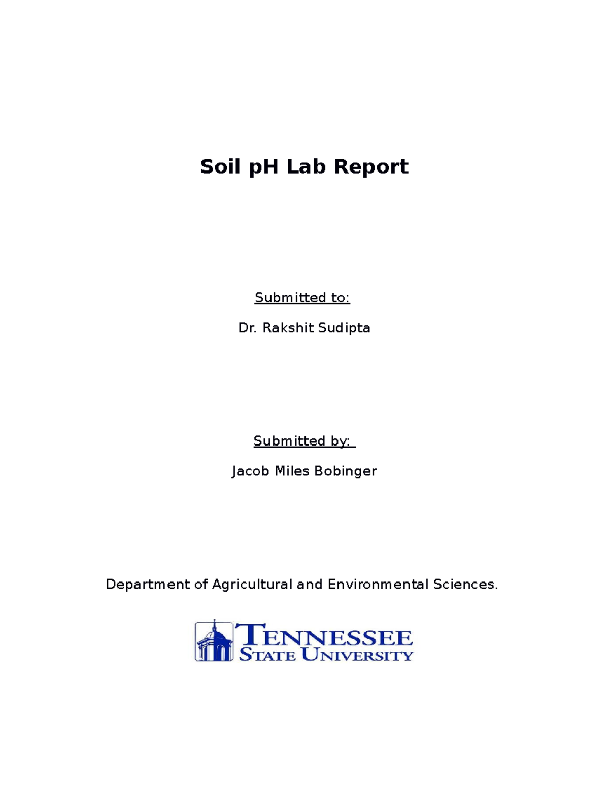 Soil pH Analysis Lab Report - AGRI 101 - Jacob Bobinger - Studocu