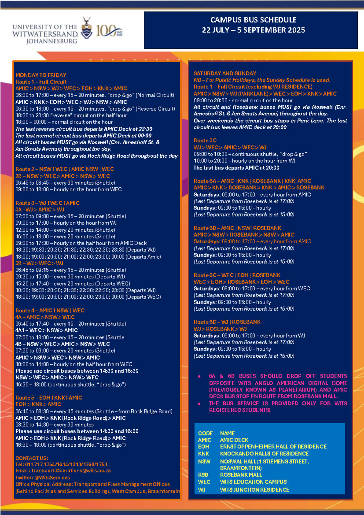 Campus Bus Schedule (22 July - 5 September 2025) - Studocu