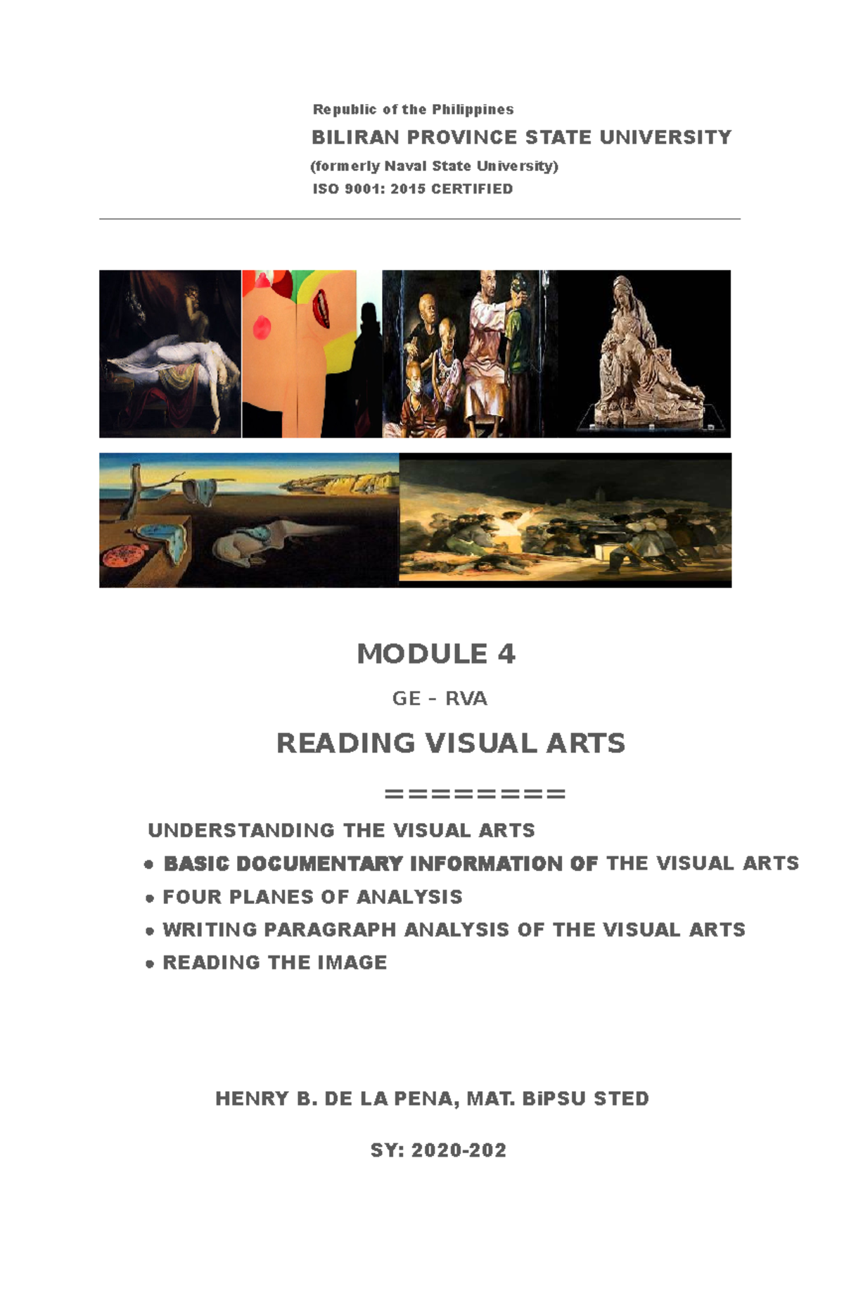 Module 4 GE-RVA: Understanding & Analyzing Visual Arts Techniques - Studocu