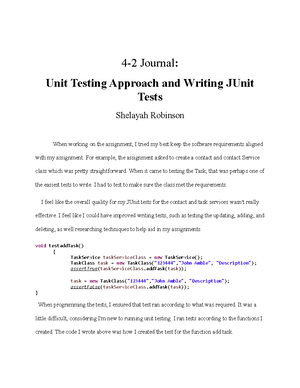 CS320 Module One Journal: Testing Stage of the SDLC Explained - Studocu