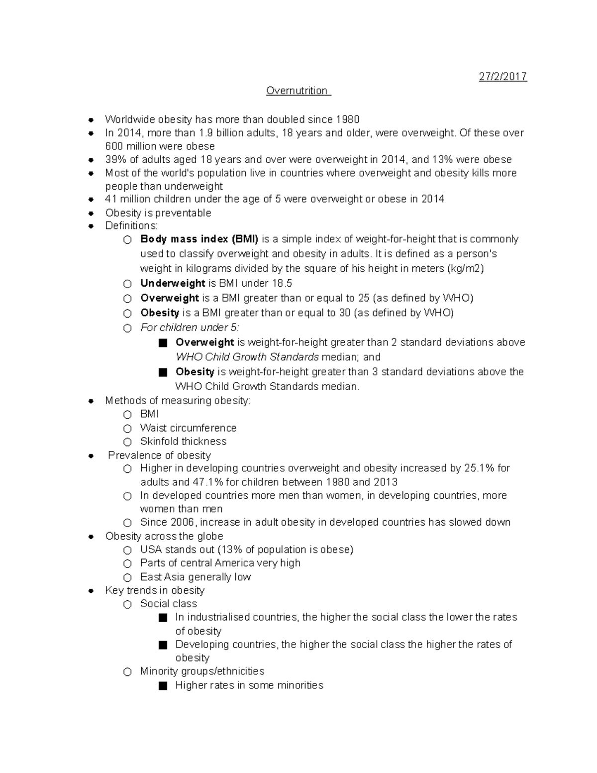 3. Overnutrition - Lecture Notes on Global Obesity Trends and Causes ...