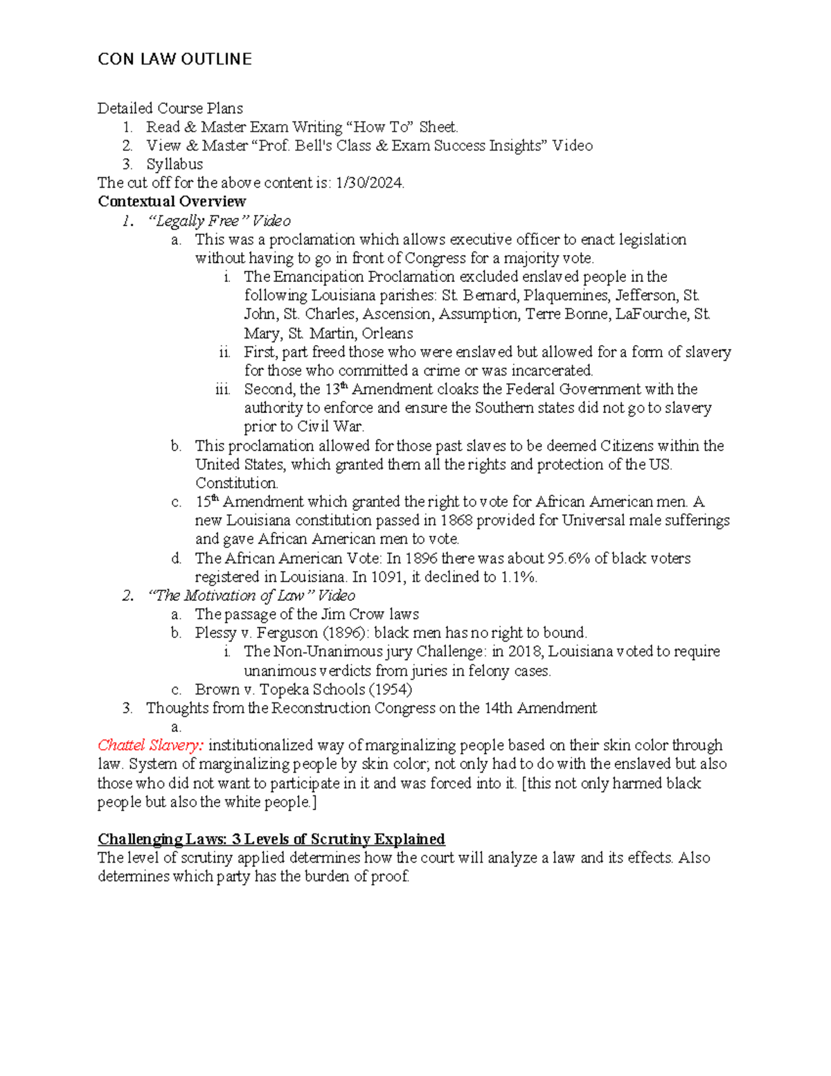 Con Law II Final Exam Outline & Key Chapter Notes - Studocu