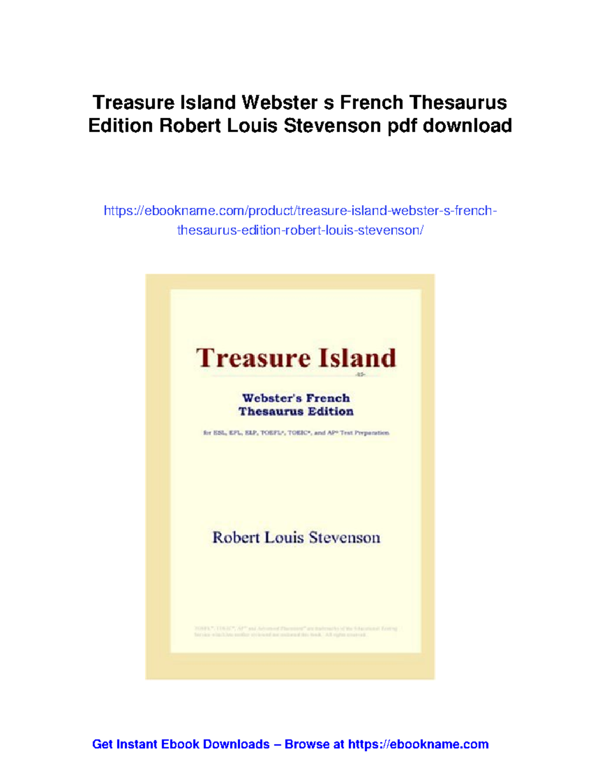 Treasure Island: French thesaurus edition for ESL and EFL learners ...