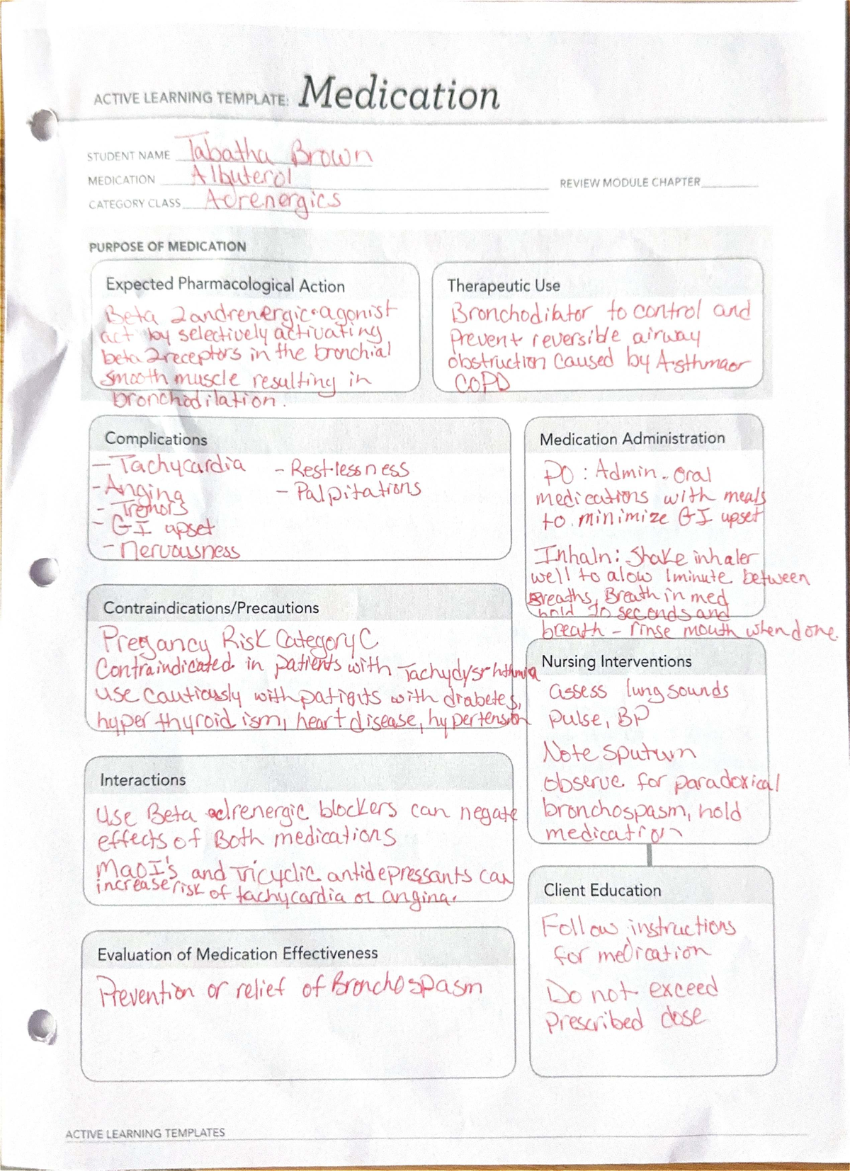 Active Learning Template: ATI Respiratory Medications Review Module ...