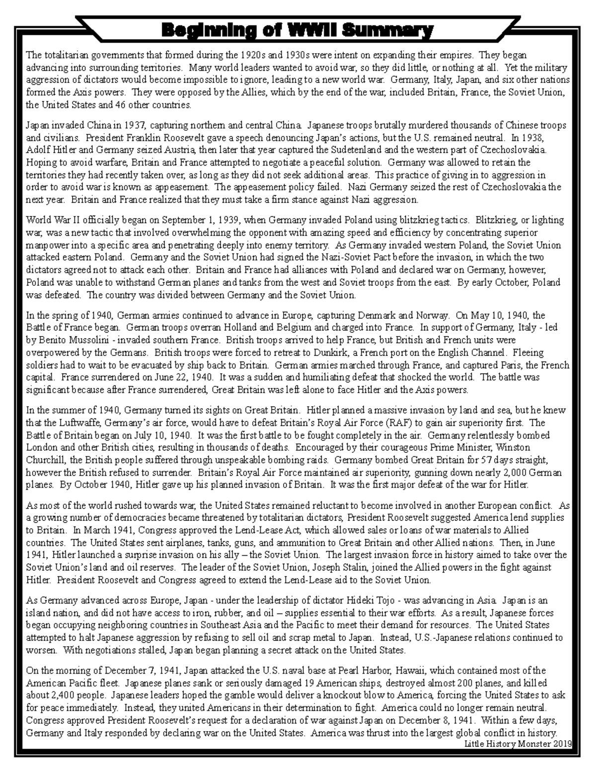 Beginning of WWII Summary - Course Notes for History 101 - Studocu