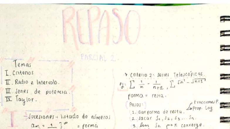 Repaso Parcial 2: Series Telescópicas y Criterios de Convergencia - Studocu