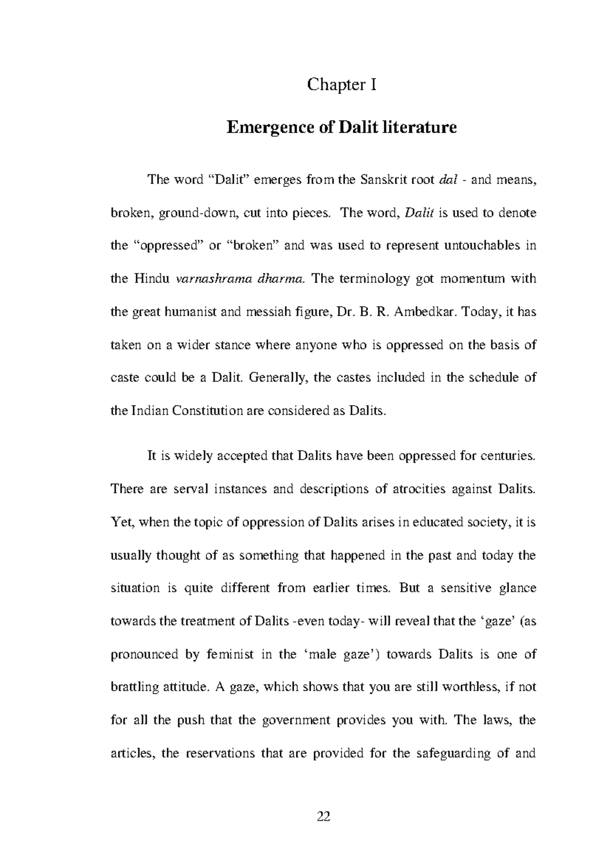 Emergence of Dalit literature - The word, Dalit is used to denote the ...