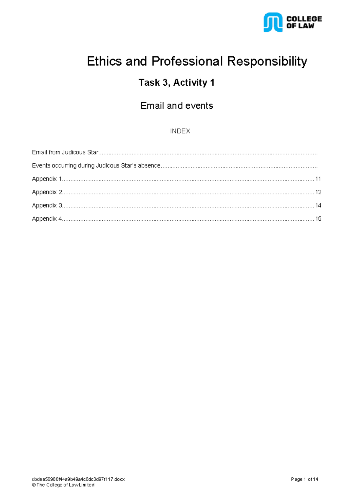 Ethics and Professional Responsibility Task 3: Email and Events ...