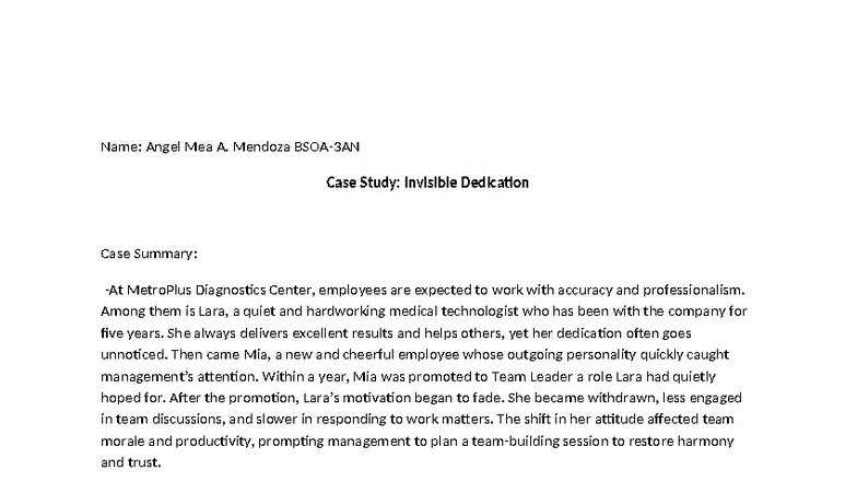 Case Study: HBO - Invisible Dedication and Team Dynamics Analysis - Studocu