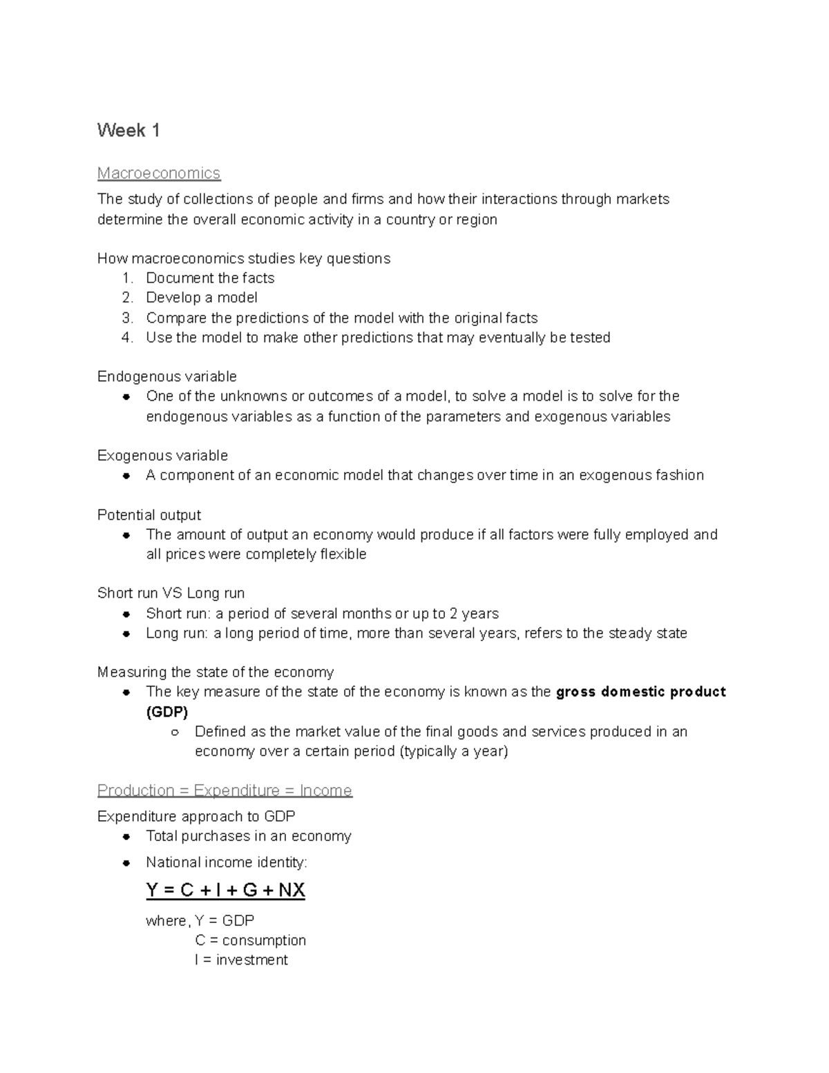 EC1B3: Intro to Macroeconomics - Weeks 1-3 Overview and Key Concepts ...