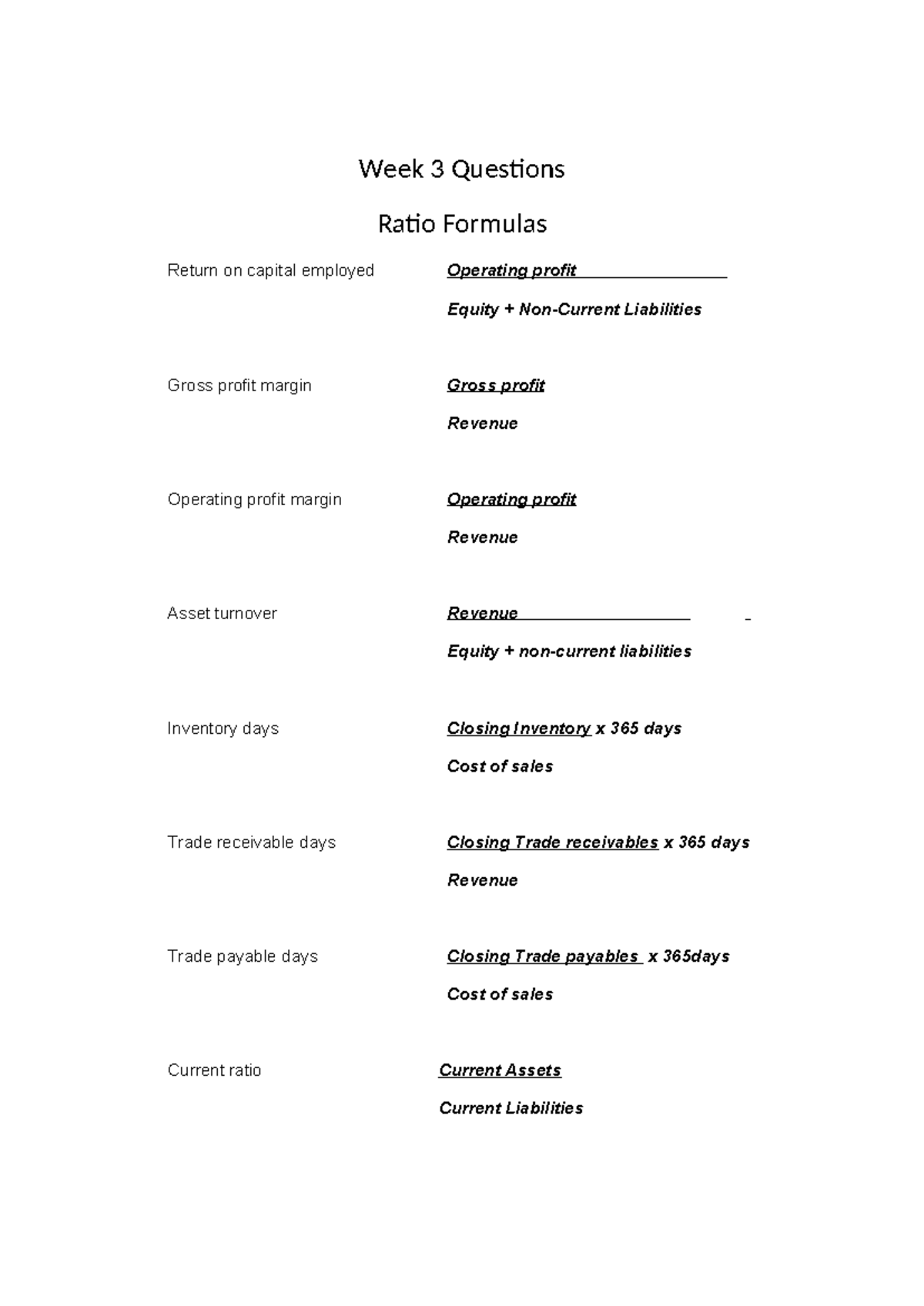 MGT 388 Accounting Lecture 3: Financial Ratios & Performance Analysis ...
