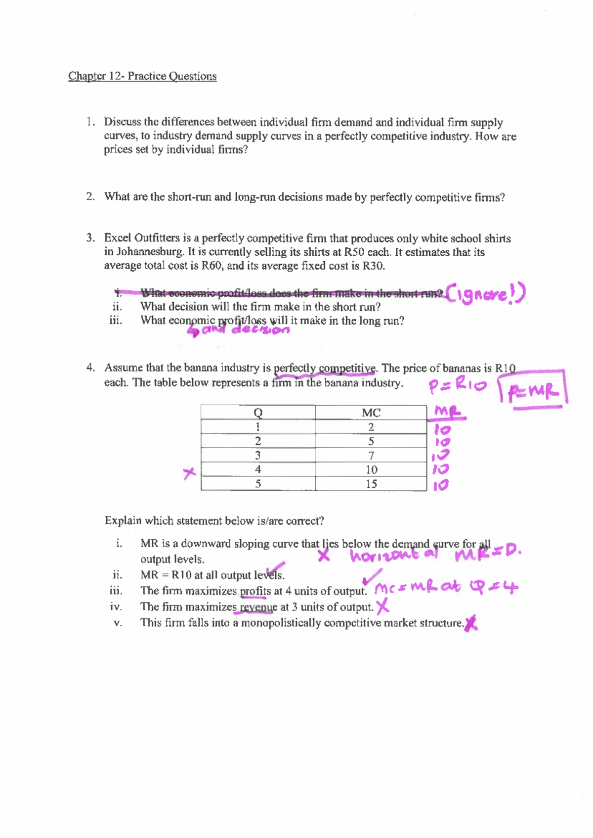 Chapter 12 Class Notes: Perfect Competition & Market Dynamics - Studocu
