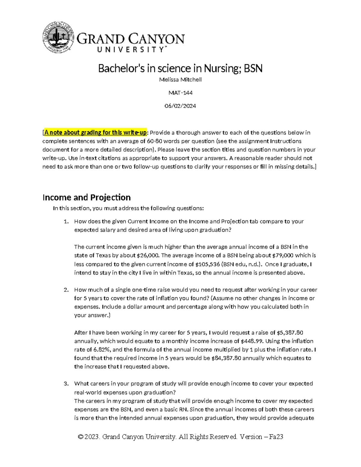 MAT-144 Financial Literacy Write-Up - Assignment Insights - Studocu