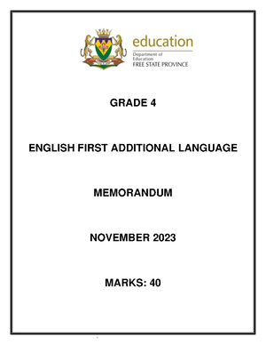 English Grade 4 FAL Term 4 Controlled Test November 2023 - GRADE 4 ...