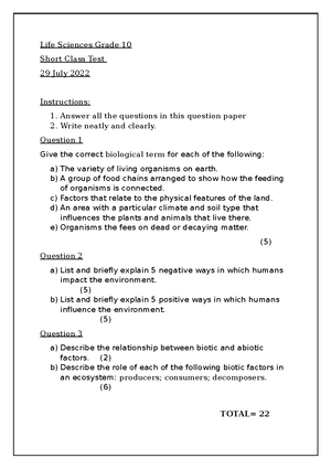 Life Sciences Grade 10 Exam Guidlines 2024 - LIFE SCIENCES EXAMINATION ...