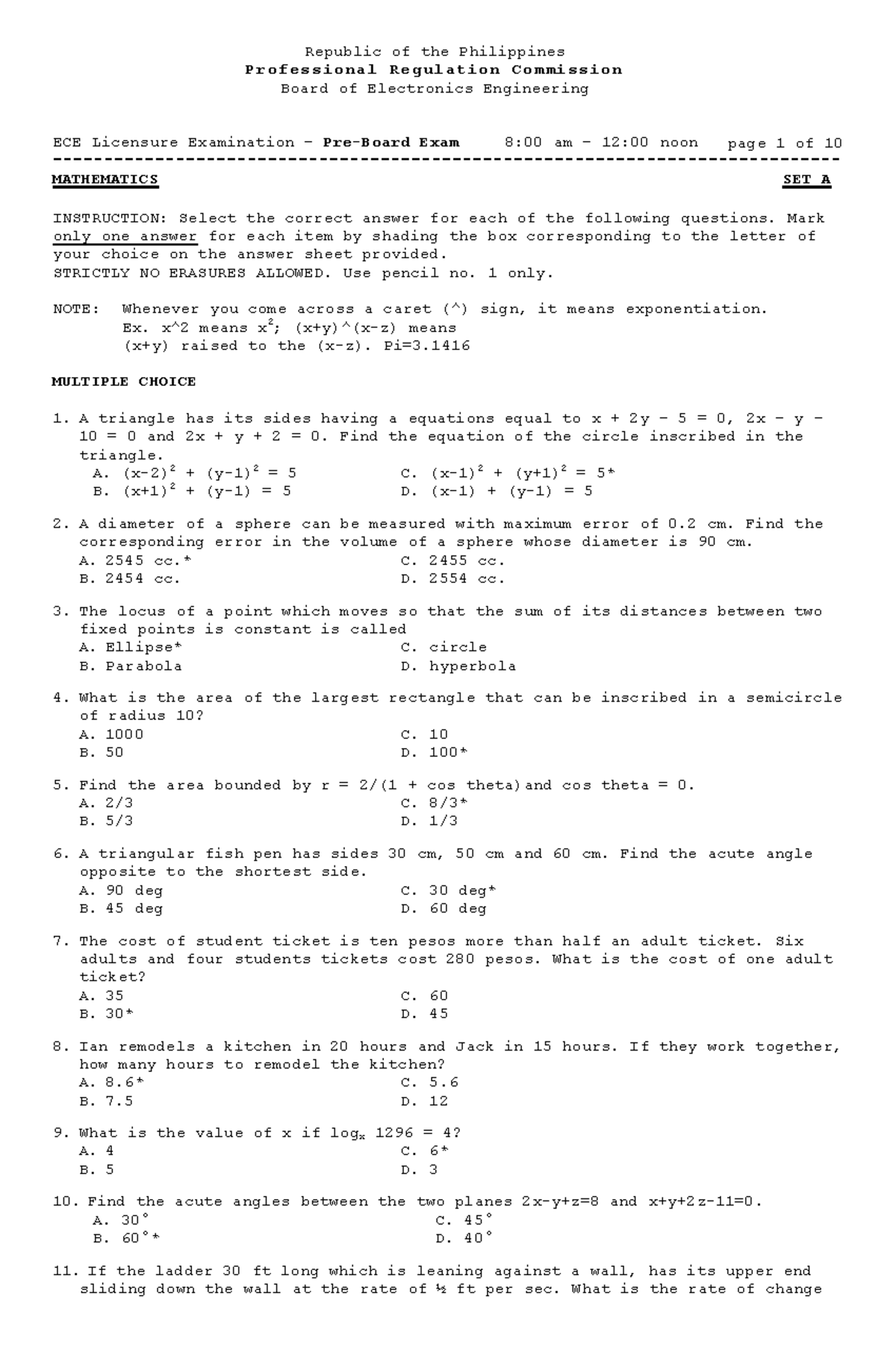 Math-pre-board-key compress 2018-2019 solid evidence - Professional ...