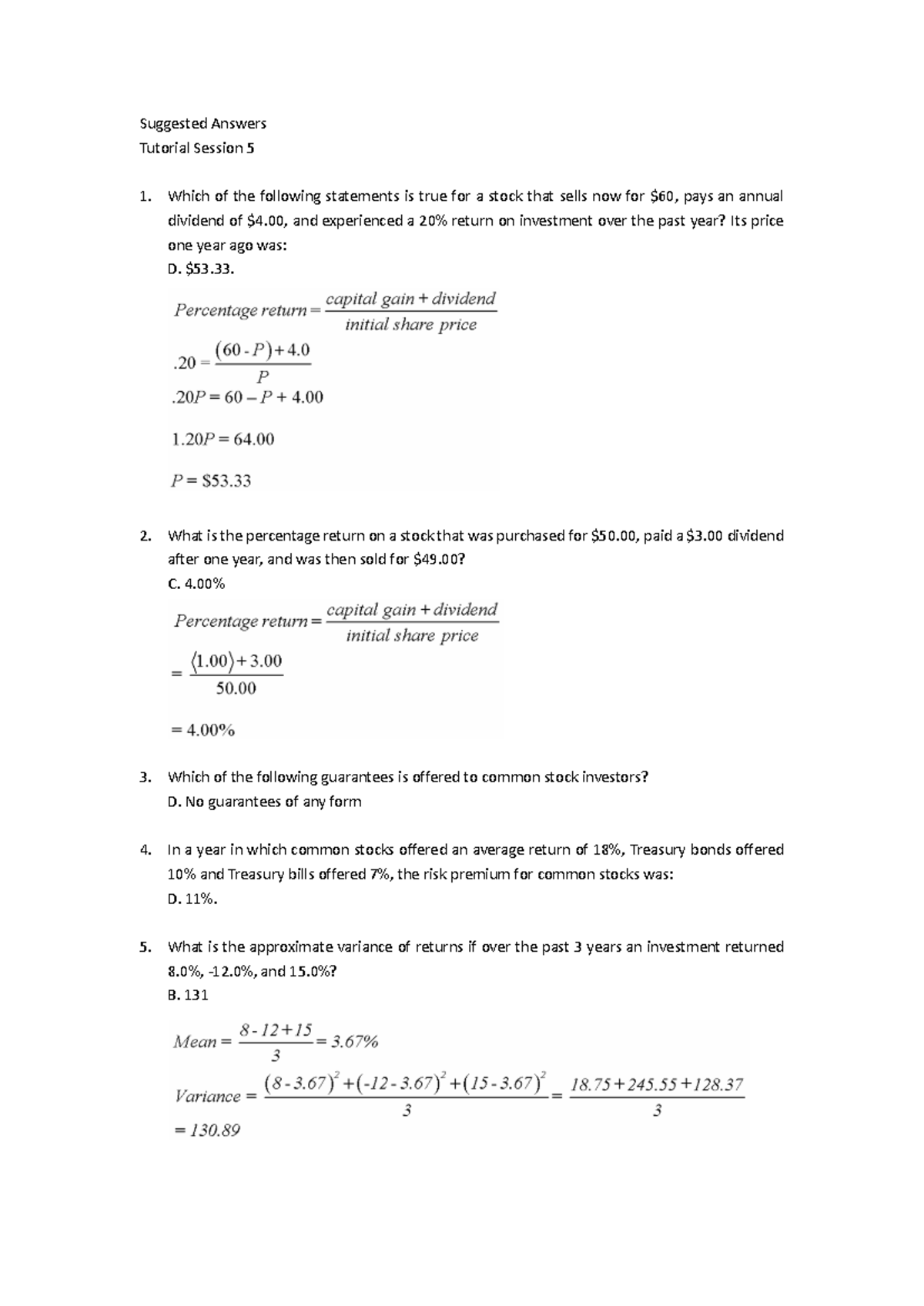 Class 5 Answers - Suggested Answers Tutorial Session 5 Which of the ...
